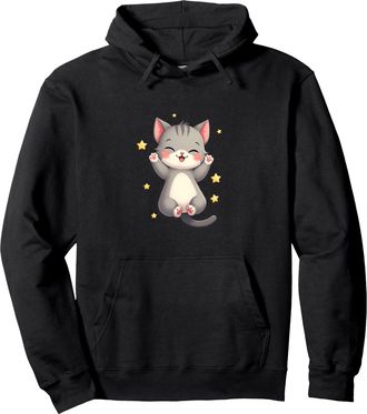 Mapanoli Design Süße Katze mit Sternen - Kawaii Kätzchen Katzenliebhaber Pullover Hoodie