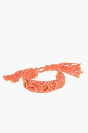 Dsquared2 Crochet Bracelet with Tassels and Embossed Monogram size Unica