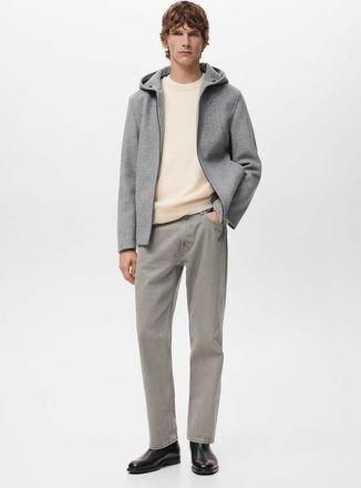 Mango Veste drap de laine capuche gris chin&eacute; clair - Homme - XXL - MANGO MAN