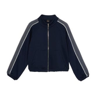 Oltre Femme, Sweatshirts et sweats &agrave; capuche, Bleu, Taille: 44 FR SweaT-shirt zipp&eacute; avec bordure en dentelle