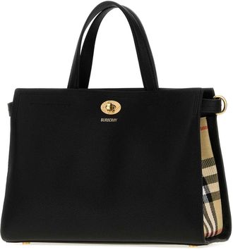 Burberry Grained Calf Leather Top Handle Bag - Black