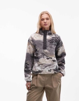 Columbia Helvetia II - Polaire courte &agrave; imprim&eacute; et demi-patte de boutons-pression - Gris multicolore