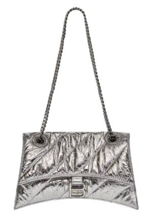 Balenciaga Limited Edition Silver Metallized Crush Calfskin Bag Size 36.5