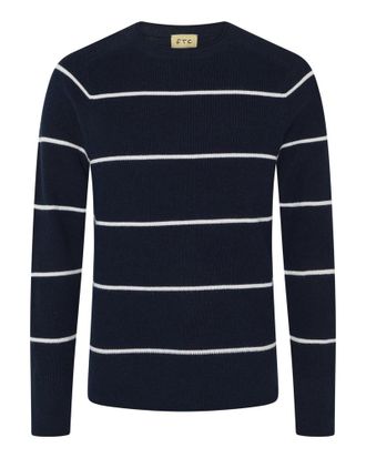 FTC Rundhalspullover mit Streifen aus einem Baumwolle-Kaschmir-Mix in