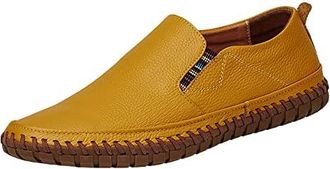 Rismart Mocassin Homme Décontracté Plat Cuir à Enfiler Conduire Chaussure Chaussons Jaune,41.5