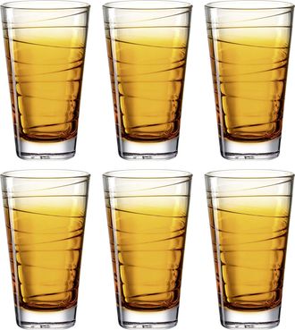 Leonardo Leonardo Vario Struttura Trink-Gläser 6er Set, spülmaschinenfeste Longdrink-Gläser, bunte Trink-Becher aus Glas, orange, 280 ml, 026835