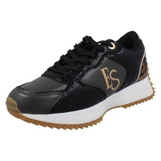 Spot On Elle F7384 Baskets &agrave; lacets d&eacute;contract&eacute;es pour femme, Noir, 40 EU