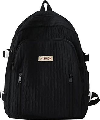 Generic Sac &agrave; dos &agrave; roulettes pour filles et nouveau motif, double couche, grande capacit&eacute;, pratique et l&eacute;ger, sac &agrave; dos pour adolescentes, coll&egrave;ge, Noir, tai