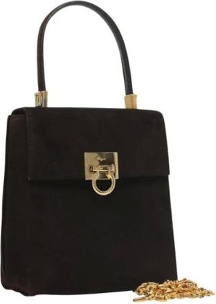 Ferragamo Pre-owned Daim sacs-main - Femme - Pre-owned - Noir - Taille: ONE Size