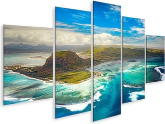 Islandburner Bild auf Leinwand Luftaufnahme Unterwasser Wasserfall Mauritius Le Morne Braba Bilder Wandbilder Poster INPK-MFP