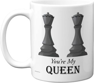 Stuff4 Hochzeitstasse, Geschenk f&uuml;r Frauen, Meine K&ouml;nigin, Happy Wedding Anniversary Tassen, Geschenke f&uuml;r Ehefrau, Freundin, 325 ml, Premium-Keramik-Kaffeet