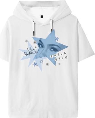 Generic Freya Skye Silent Treatment T-shirt &agrave; capuche unisexe &agrave; manches courtes pour homme et femme, blanc, XXS