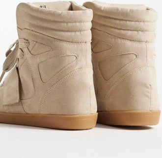 Asos Damson - Sneaker aus Wildlederimitat in Taupe mit verdecktem Keilabsatz-Neutral