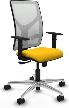 Piqueras y Crespo Gepolsterter Schreibtischstuhl mit 1D-Armlehnen, h&ouml;henverstellbare Lendenwirbelst&uuml;tze, ausgestattet mit 3 Positionen und Schneidschaum, Wei&szlig;/Gelb