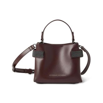Brunello Cucinelli Burgunder Top-Griff Schultertasche - - Bags - Damen - Braun - ONE SIZE