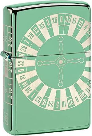 Zippo Sturmfeuerzeug - Modell Roulette - 360 Photo Image, High Polish Green - Nachfüllbar - Wiederverwendbar - Windfestes Design - Geschenkbox - Made in USA