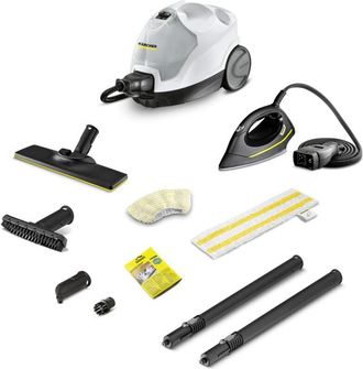 Karcher Dampfreiniger K&Auml;RCHER SC 4 EasyFix Iron: Mit EasyFix Bodend&uuml;se & Dampfdruck-B&uuml;geleisen, permanent nachf&uuml;llbarer Wassertank f&uuml;r unterbrechungsfreie