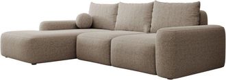 Selsey Carnos - Ecksofa mit Schlaffunktion, Ballkissen, Chenillebezug, Hellbraun, linksseitig - Selsey