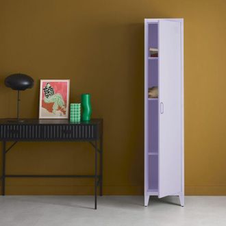 Sweeek Armoire chambre en acier lilas 4 espaces de rangement. casier