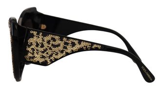 Dolce & Gabbana Womens Black Gold Sequin Butterfly Polarized Dg4326 Sunglasses Acetate
