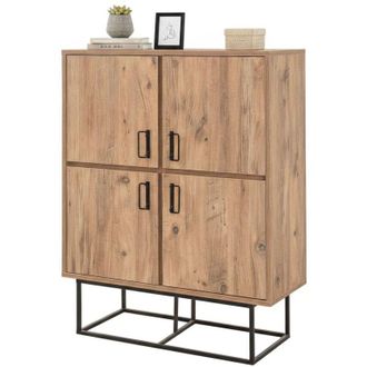 Dmora Kommode Alwaid, Wohnzimmerbuffet, Wohnzimmer-Sideboard, Moderne K&uuml;chen-Speisekammer, 93x36h115 cm, Eiche und Schwarz, mit verst&auml;rkter Verpackung