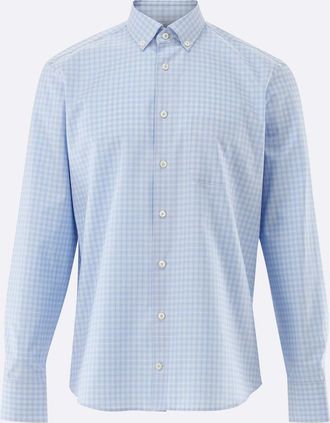 van Laack Kariertes Twill-Hemd mit Button-Down-Kragen