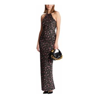 Balmain Langes Kleid mit Crush-Print - - Dresses - Damen - Schwarzk - L