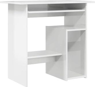 vidaXL Bureau, Table dOrdinateur, Table dÉtude, Meuble de Salon Salle de Séjour Salle de Travail Maison Intérieur, Blanc Brillant Bois dIngénierie
