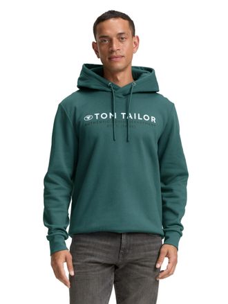 Tom Tailor Herren 1047825 Hoodie Sweatshirt mit Logo-Print, 14171-Jasper Green, XXL
