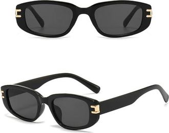 Generic Lunettes de soleil tendance pour femmes, forme rectangulaire, UV400, lunettes de soleil pour homme, lunettes de plage en bord de mer, noir gris 2026