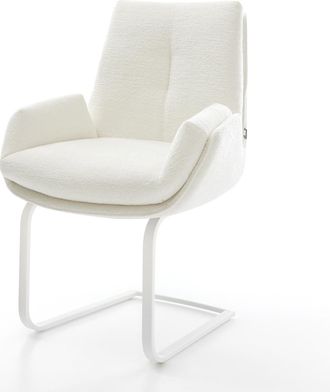 DELIFE Freischwinger Clea-Flex Boucl&eacute; Soft Beige Freischwinger flach Wei&szlig;, Esszimmerst&uuml;hle