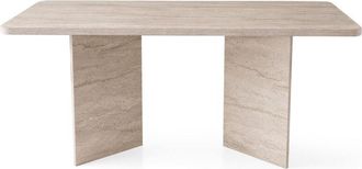 Habitat et Jardin Table &agrave; manger en bois Lizzard 180 x 90 x 77 cm - Travertin