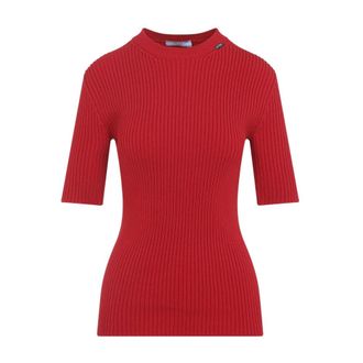 Prada Strickoberteil mit Dreieckslogo - - Knitwear - Damen - Rot - S