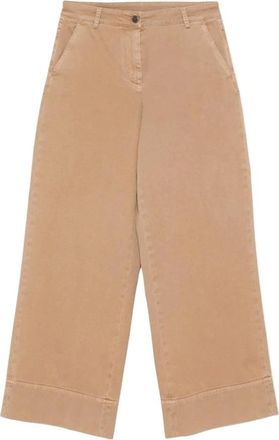 Moncler Femme, Pantalons, Beige, Taille: 38 FR Cotton Wide Leg Pants