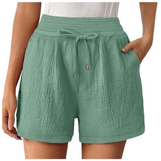Generic Short Lin Coton Femme &eacute;t&eacute; Chic Large Fluide Pas Cher Shorts Habill&eacute; Femme Grande Taille &eacute;lastique avec Poches Confortable Ample Mode 2024 Casual Sport