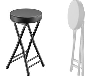 Generic Klappbarer Barhocker, Gepolstert, Rund, Tragbar, f&uuml;r die K&uuml;che, Fr&uuml;hst&uuml;ck, Hochstuhl mit Fu&szlig;st&uuml;tze, Ohne R&uuml;ckenlehne(Black)