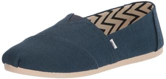 Toms Damen Alpargata Recyceltes Baumwoll-Segeltuch Flacher Slipper, Mallorca Blau, 38.5 EU