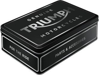 Nostalgic Art Bo&icirc;te de conservation r&eacute;tro plat, 2,5 l, Triumph - Parts & Accessories Silver - Id&eacute;e cadeau pour motards, Official License Product (OLP), r&eacute;cipient en