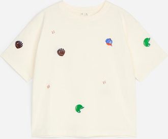 Arket Besticktes T-Shirt -Wei&szlig;