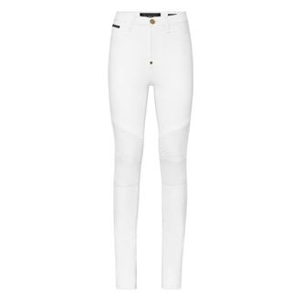 Philipp Plein Femme, Jeans, Blanc, Taille: W26 Denim High Waist Biker