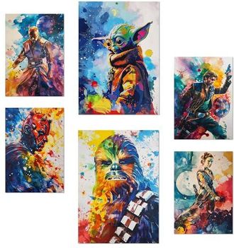 Nacnic Lot de 6 Guerres des &eacute;toiles Affiches avec illustration design pour d&eacute;corer les murs de la maison. Chambres, bureau, boutique Peinture au A3 et A4 San