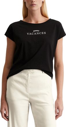 Marc O'Polo Damen T-Shirt mit Grafik-Print Relaxed Fit, Schwarz (Black), XS