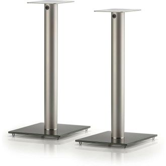 Les Tendances Pieds pour enceintes &agrave; poser SP100 verre tremp&eacute; noir et alu bross&eacute; - lot de 2