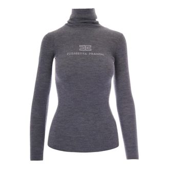 Elisabetta Franchi Femme, Pulls, Gris, Taille: 36 FR Col roul&eacute;