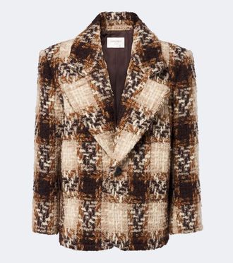 Saint Laurent Blazer en laine m&eacute;lang&eacute;e &agrave; carreaux
