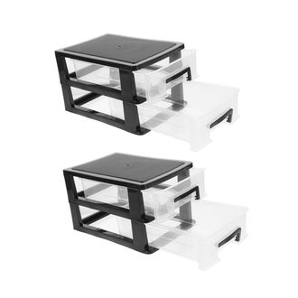 Garneck 2 Stück Teiliges Transparentes Desktop Organizer Schubladen Kompakte Kleine Aufbewahrungsboxen aus Kunststoff Stapelbar Klarer Schreibtisch Organizer 