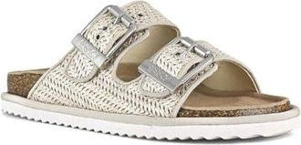 Colors Of California Sandales/Mules Plates Femme Argent M&eacute;tallis&eacute; Bout Ouvert, Confortables (Syst&egrave;me Taille Chaussures EU, Adulte, Femme, Num&eacute;rique, Moyen, 38)