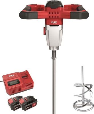 Flex Mischer mxe 18.0-EC/5.0 Set mit Schaufel &Oslash;120 + 2 Batterien 5Ah + Ladeger&auml;t - 495972