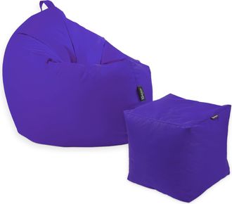 BuBiBag Premium 2-in-1 Sitzsack mit Füllung | Fußhocker | für Kinder & Erwachsene | Outdoor & Indoor | Sitzkissen | Bodenkissen | Wasser- & schmutzabweisend +