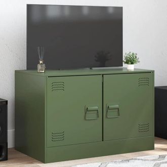 vidaXL Meuble tv vert olive 67x39x44 cm acier Vidaxl